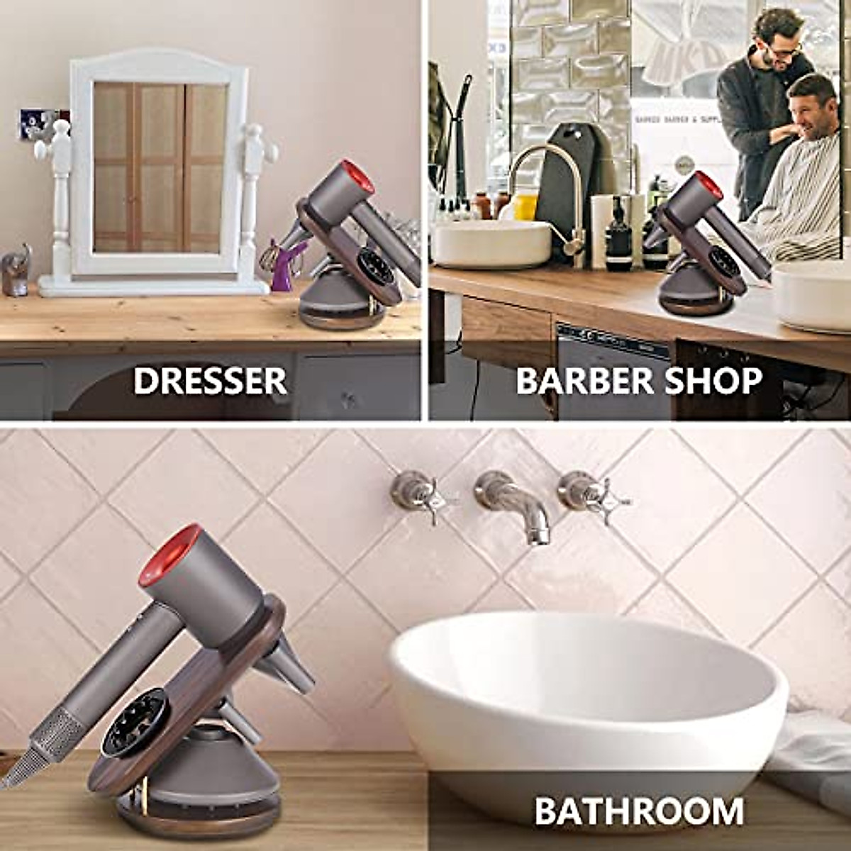 Livoccur Hair Dryer Stand Holder for Dyson Supersonic, Magnetic Hair Dryer Display Stand wood Bathroom Organizer for Dyson Supersonic Hair Dryer Tools, Compatible for All Dyson Supersonic Models