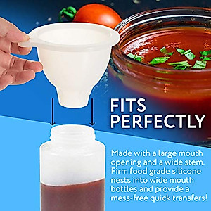 2 Pack Funnel for Squeeze Bottles - Wide Funnel Opening for Squeeze Bottles Like FIFO- for Ice, Dressing, Batter, Thick Sauces, Paint etc Flexible Silicone – No BPA 3.25” Top Diameter 1.25”