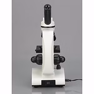 AmScope M160C-2L-PB10 Cordless Compound Monocular Microscope, WF10x and WF25x Eyepieces, 40x-1000x Magnification, Upper and Lower LED Illumination with Rheostat, Brightfield, Single-Lens Condenser, Coaxial Coarse and Fine Focus, Plain Stage, 110V or Batte