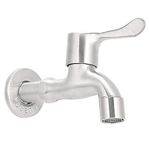 Fdit Practical Household G1/2in Stainless Steel Water Faucet Washing Machine Sink Basin Single Cold Faucet Water Tap Bathroom