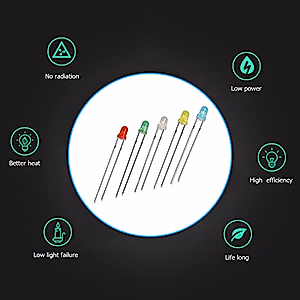 Brilinker 50 Pcs 3mm LED Light Emitting Diodes Bulb LED Lamp- Clear and Transparent DC 6V-13V 20mA with Resistance- DIY Science Project Electronics Components Lighting Kit (Yellow)