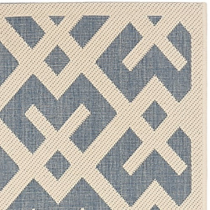 SAFAVIEH Courtyard Collection 2' x 3'7" Blue / Bone CY6915 Indoor/ Outdoor Waterproof Easy-Cleaning Patio Backyard Mudroom Accent-Rug