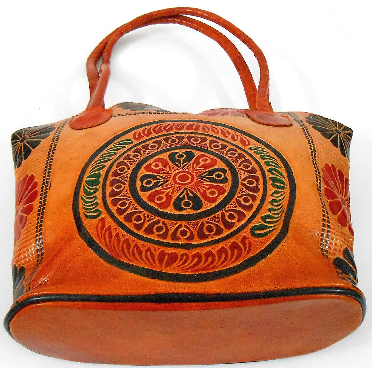 Circles Design Ethnic Hand Embossed Shantiniketan Leather Indian Shoulder Bag
