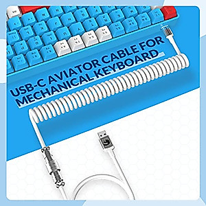 ZIYOU LANG RK-T8 Wired 65% Mechanical Gaming Keyboard with RGB LED Backlit Anti-ghosting TKL Mini 68 Key Custom Coiled C to A Cable Tactile Blue Switch for PS4 PS5 Xbox PC Mac Gamer(White/Blue/Red)