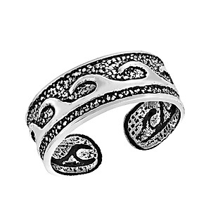 AeraVida Stylish Ocean's Surf Wave Sterling Silver Toe or Pinky Ring