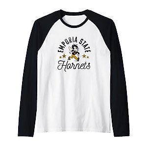 Emporia State University ESU Hornets Logo Raglan Baseball Tee