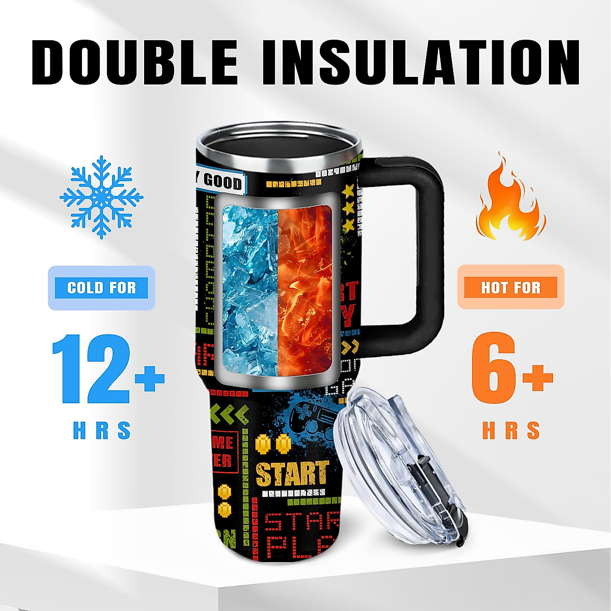 Gamer Gifts for Men Boys, 40oz Gamer Tumbler Cup, Teen Boy Gifts Gaming Stuff, Game Lover Gifts for Gaming Mugs, Game Presents for Son Boyfriend Birthday Christmas Gifts for Men Boys Gaming Cup