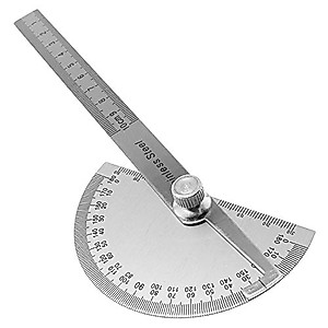 DGZZI Stainless Steel 0-180 Degree Protractor Angle Finder Rotary Arm Measuring Ruler 100mm