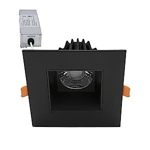 Maxxima 2 in. Ultra-Thin Square Recessed Anti-Glare LED Downlight, Canless IC Rated, 450 Lumens, 5 Color Temperature Selectable 2700K/3000K/3500K/4000K/5000K, Dimmable, Black Trim, 90 CRI, J-Box Incl
