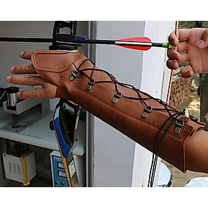 Nachvorn Handmade Leather Arm Guard Bow Hand Shooting Glove Brown