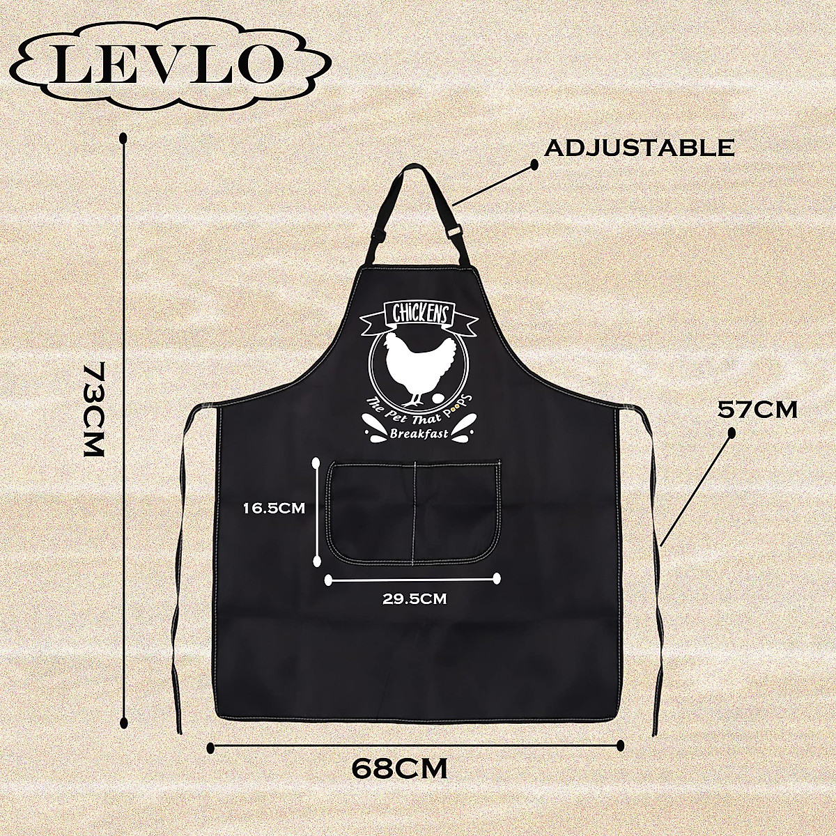 LEVLO Funny Chicken Kitchen Apron Chicken The Pet That Poops Breakfast Kitchen Apron Breakfast Apron For Men Women(Chicken Breakfast)