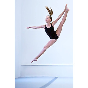 Destira Gymnastics Leotard for Girls, Black Simplicity Cami, Super Soft Fabric Athletic Wear Leotards for Women and Girls, Gymnastics, Dance, Cheer, Yoga, and More, Child Large (10)