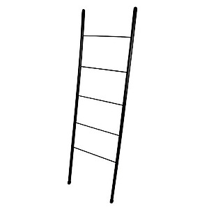 Blanket Ladder - Modern Rustic Decorative Metal Leaning Ladder Rack - 5 ft Tall Towel Drying and Display Rack, Quilt and Blanket Display Ladder