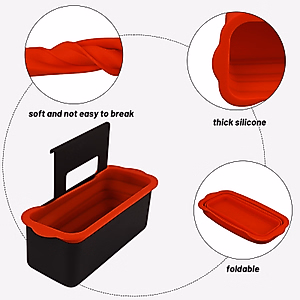 HUAKENER 2 Pcs Grease Cup Liners for Blackstone Grill, Blackstone Grease Catcher Silicone, Reusable Grill Drip Pan for Blackstone 17, 22, 28, 30, 36 Inch Griddle (Blue, Red 8” X 3” X 3.7”)