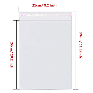 Borningfire 200 Pcs 8" x 10" Self Seal Clear Cellophane Bags Resealable Plastic Apparel Bags Perfect for Packaging Clothing, T-Shirt, Brochure, Prints, Handicraft Gift Bags