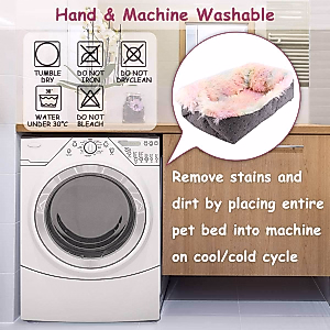 Chintu Rainbow Pet Bed Mat, Washable, Faux Fur, 24 x 20 Inches, for Small Medium Dogs and Cats, 2-in-1 Design