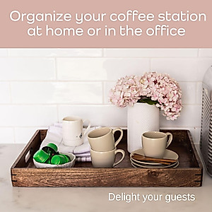 Otucha Large Ottoman Tray 20x14 - Stylish Coffee Table Tray for Living Room, Extra Large Serving Tray for Ottoman, Decorative Wooden Tray for Home Decor & Coffee Bar Accessories (Dark Brown)