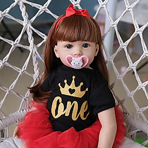 Zero Pam Lifelike Reborn Toddler Girls Dolls 24 Inch Realistic Looking Handmade Reborn Baby Dolls Weighted Body Princess Dress Newborn Silicone Vinyl Girl for 3 Yea Old Girls Children