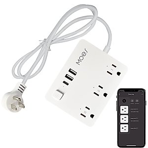 MOES WiFi Smart Power Strip, Surge Protector with 2 USB Ports(5V 3A), 1 Type C, 3 US Standard Smart Outlet and 5ft Extension Cord, Smart Life/Tuya APP Remote Control,Work with Alexa and Google Home