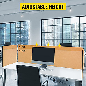 VEVOR Desk Divider, 60'', Sound Absorbing, Visual Privacy and Noise Reduction, 3 Panels Privacy Acoustic Panel for Home Office Classroom, Yellow