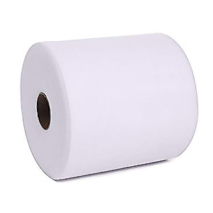 Tulle Roll 6Inchx200Yards(600ft)Tulle Ribbon Tulle Fabric Table Skirt Wedding Decorations Gift Wrapping (White)
