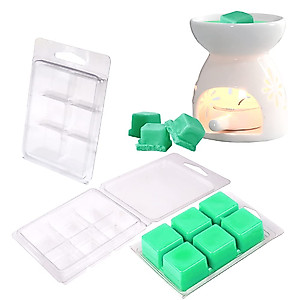 Wax Melt Molds 100 Packs Wax Melt Clamshells 6 Cavity Cubes Clamshells Clear Empty Plastic Cube Tray for Wickless Tarts Candles by DGQ