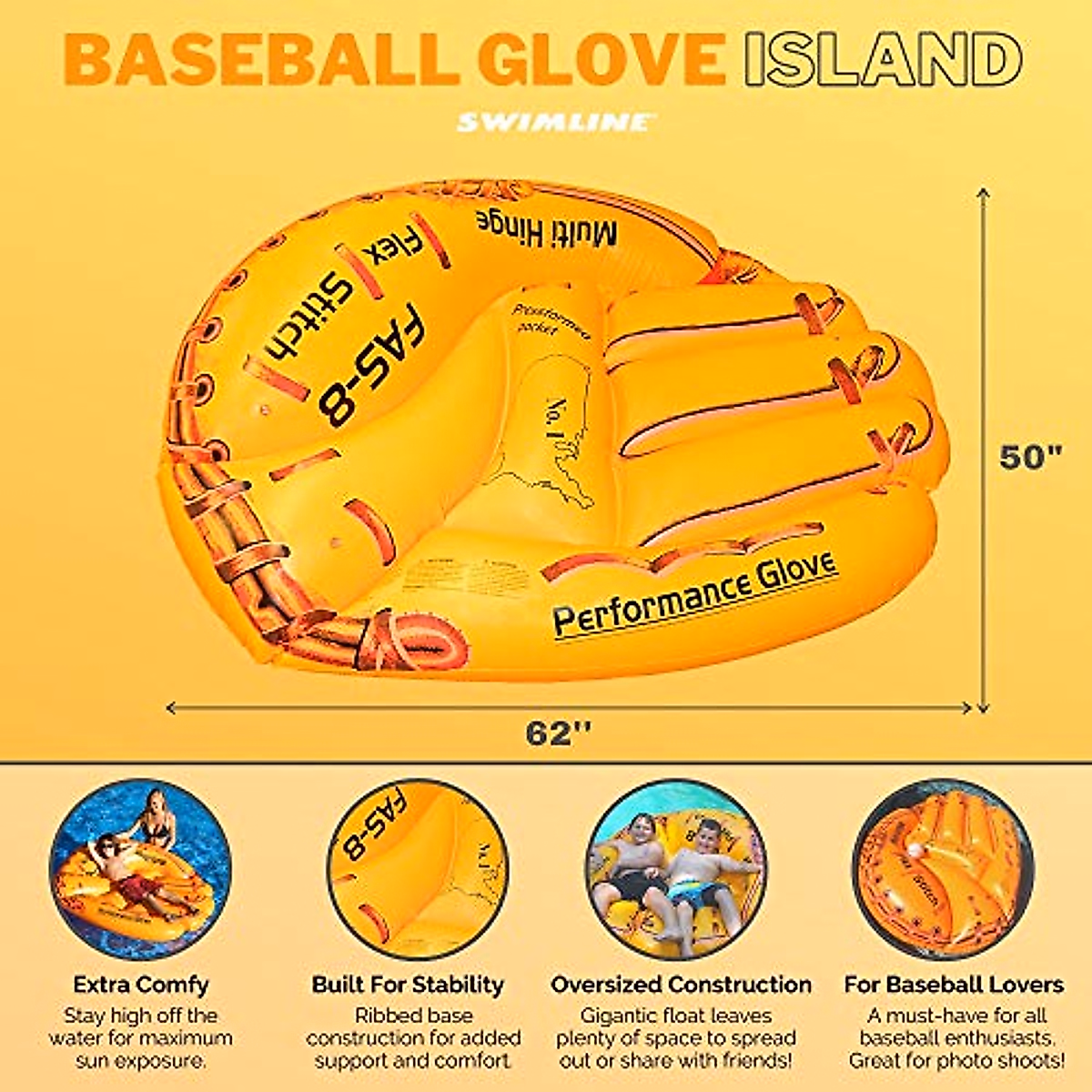 Swimline Giant Inflatable Baseball Glove Pool Float , Brown