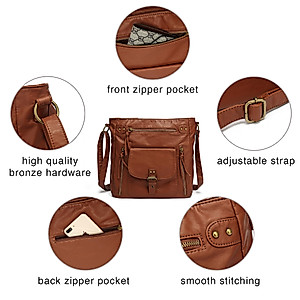 Scarleton Purses for Women, Crossbody Bags for Women, Crossbody Purse, Handbags for Women, Multi Pocket Shoulder Bag Large, H200504A, Brown