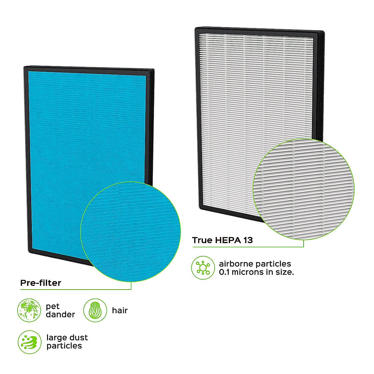 PURO²XYGEN P500_F2 - Universal Replacement Filter, Compatible with Colzer, Mooka, UNbeaten, Hosome, Elechomes, Simpure Air Purifiers for Home