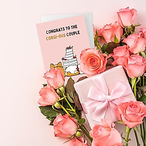 ALY LOU Funny Wedding Card, Engagement Bridesmaid Bachelorette Cards for Bride/Groom, Bridal Wedding Shower, For Him/Her, Couple, Congratulations Greeting Cards (Congrats To The Corgi-ous Couple)