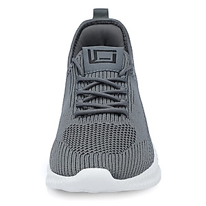LCGJR Men's Running Shoes Ultra Lightweight Breathable Comfortable Walking Shoes Casual Fashion Sneakers Mesh Workout Shoes Grey Size10.5