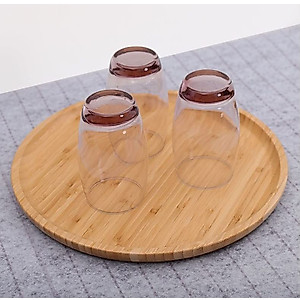 Round Bamboo Tray, Wood Plates, Wooden Serving Platter, Charcuterie Serving Board for Dinning / Coffee Table,13.8 inch