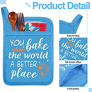 6 Pieces Teacher Appreciation Gifts for Woman Funny Pot Holders Heat Resistant Teacher Oven Mitt with Hand Pocket and Hanging Loop Cookies Oven Pads for Teachers