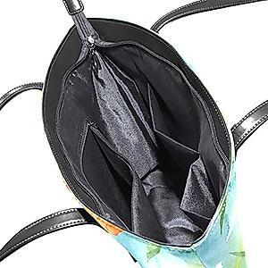 MNSRUU Tote Bag for Women Orange White Iris Flowers Shoulder Bag Big Capacity PU Leather Handbag