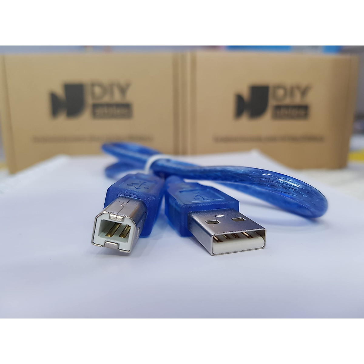 DIYables USB Cable for Arduino Uno Mega, USB 2.0 Cable Type A/B, 2 Pieces
