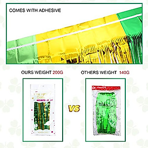 LOLStar 3 Pack St. Patrick's Day Foil Fringe Curtains St Patricks Day Party Decoration 3.3 X 6.6 ft Green Gold Light Green Tinsel Fringe Curtain Photo Booth, Streamer Backdrop for Irish Theme Decor
