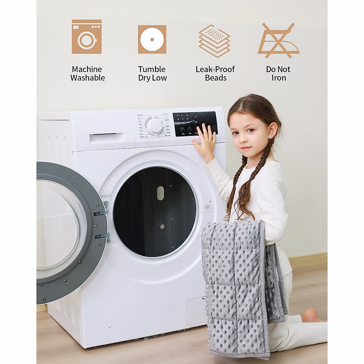 Mr. Sandman Weighted Lap Blanket 2LBS 20 x 30 Inches, Minky Dots Heavy Blanket with Glass Beads, Soft and Cooling for School and Home, Grey