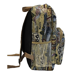 Karriage-Mate Cotton Canvas Sports Backpack. Route 66-Theme