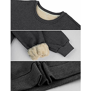 Gihuo Women's Winter Fleece Sherpa Lined Sweatshirt Crewneck Pullover Warm Heavyweight Long Sleeve Sweatshirt(DarkGrey, Small)