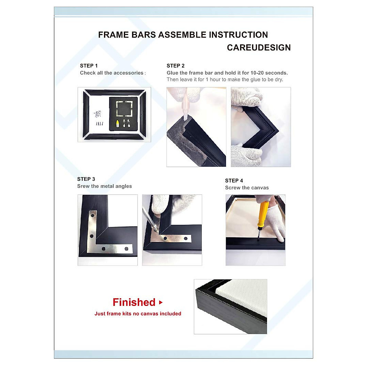 DIY Floating Frame for 12X16"/30.5X40.7cm Canvas,0.6-0.8"/1.5-2cm Deep.Picture Art Wall Décor,Art Canvas Black Frame,a Frame Kit,Cut to Pieces,No Canvas Included