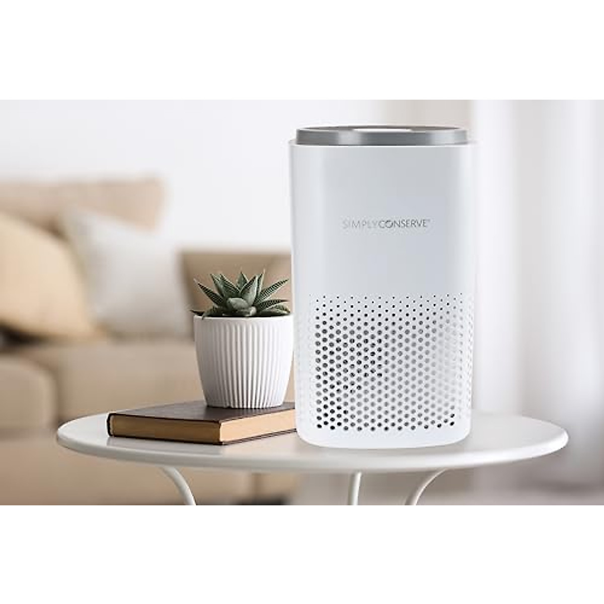 Simply Conserve Energy Star Tabletop Air Purifier for Home Cleans 6,960 ft3 per hour, True HEPA - 13 Filter, in White with Energy Saving Controls