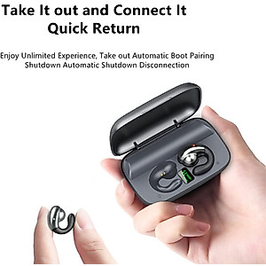 FAIIVE Wireless Ear Clip Bone Conduction Headphones, Open Ear Wireless Bluetooth Headphones for Running, Bicycle, Driving, Sports (Red)