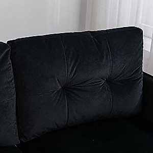 56-inch Small Velvet Sofa, Modern Loveseat Couch with Rose Golden Metal Legs, 700 Pounds Weight Capacity, Twin Size Sofa Couch with Removable Cushion for Living Room and Bedroom (Navy Black)