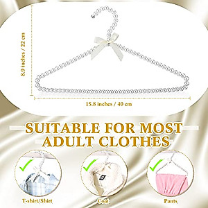20 Pieces Pearl Clothes Hanger Beaded Clothing Hanger with Ribbon Bowknot Metal Elegant Clothes Standard Hangers for Women Bride Wedding Dress Coat Shirt Decorative Hangers (White)