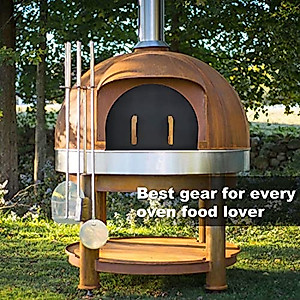 Simond Store Pizza Oven Door 19.25” X 27” Stainless Steel 304 Heavy-Duty Oven Door with Wooden Handle for Indoor & Outdoor Pizza Oven, Outdoor Pizza Oven Kit