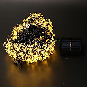 Solar Light String, Outdoor Waterproof Light String Garden Christmas Decoration Lights39feet 100 LED Solar Cherry Peach Flower String Light, Suitable for Home, Garden, Terrace, Wedding and Party(Warm