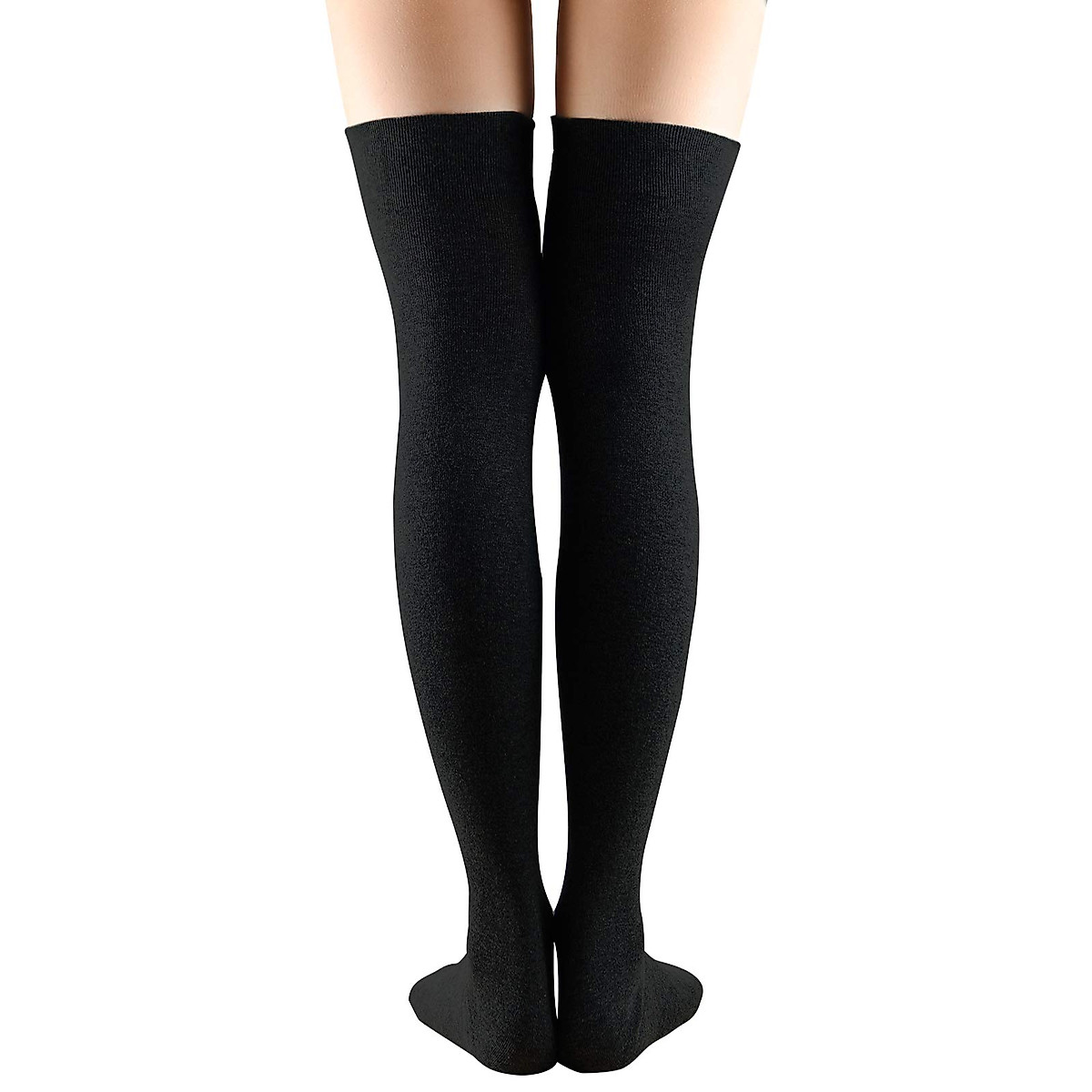 Women Non Slip Thigh High Socks Fashion Tube Stockings above Knee Cosplay Socks (One Size, A 1 Pack Black)