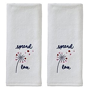 SKL Home by Saturday Knight Ltd. Valentine's Day Spread Love Hand Towel Set, White 2 Pack
