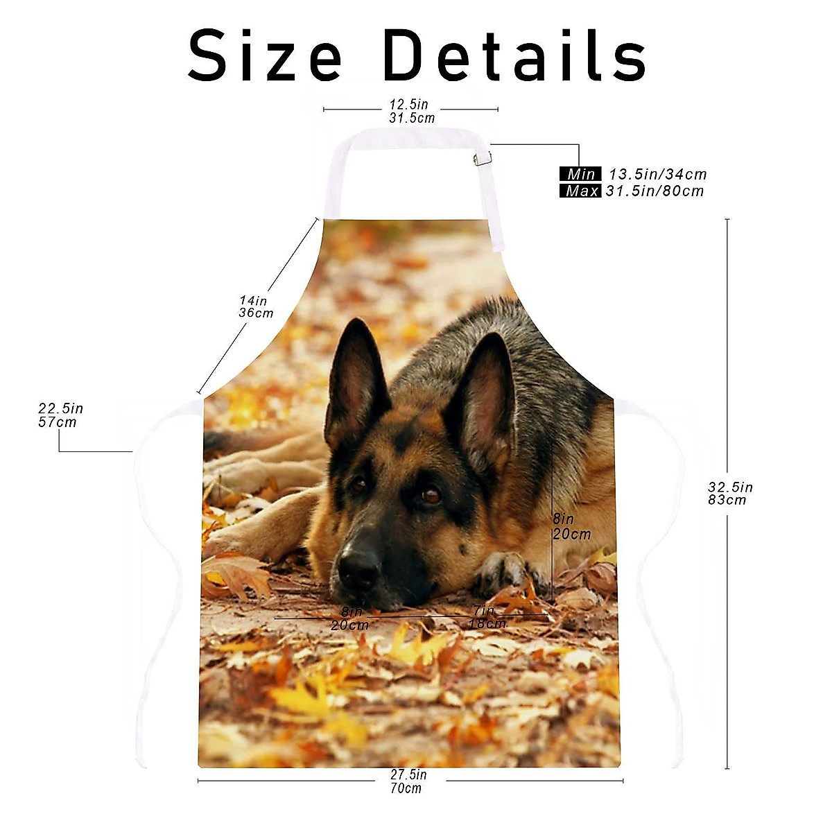 My Daily Kitchen Apron with Pockets, Oven Mitt and Pot Holder Set, German Shepherd Dog Adjustable Cooking Apron, Microwave Glove, Potholder, 3 Piece