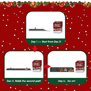 Advent Calendar 2023 Christmas Train Building Blocks Set, 24 Boxes-1529 Pieces Christmas Train with Lights Display Building Kits for Adults and Kids Countdown to Christmas Thanksgiving Gifts